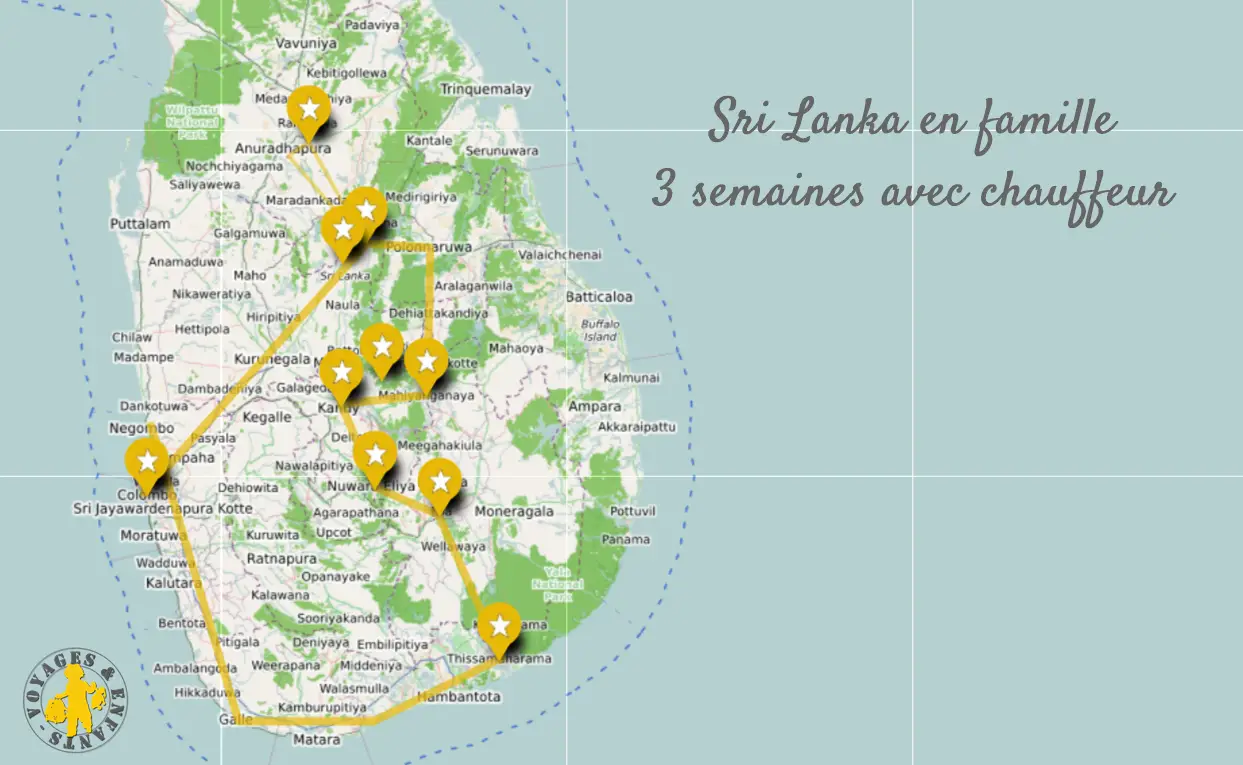 Sri Lanka avec chauffeur itinéraire de 3 semaines en famille